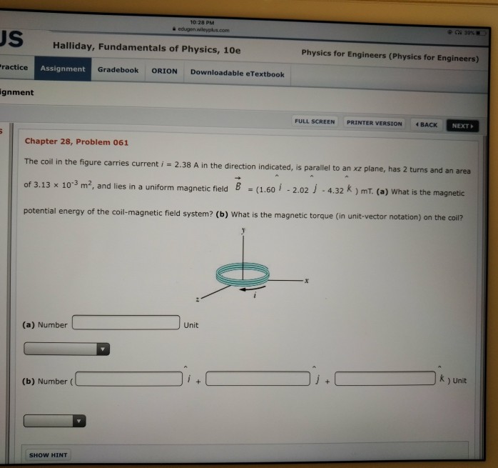 Solved 10-28 PM S Halliday, Fundamentals of Physics, 10e | Chegg.com