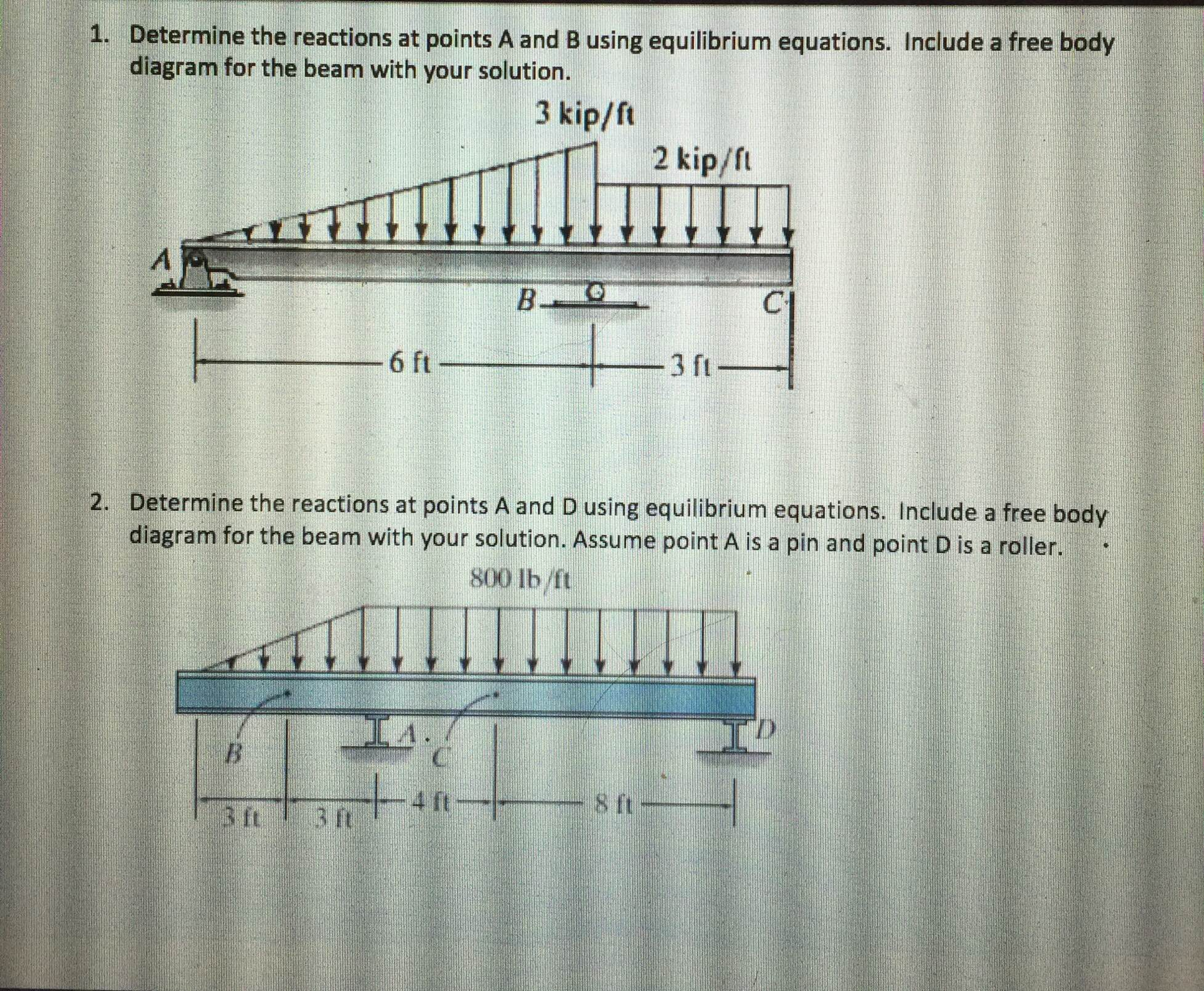 Solved Determine The Reactions At Points A And B Using