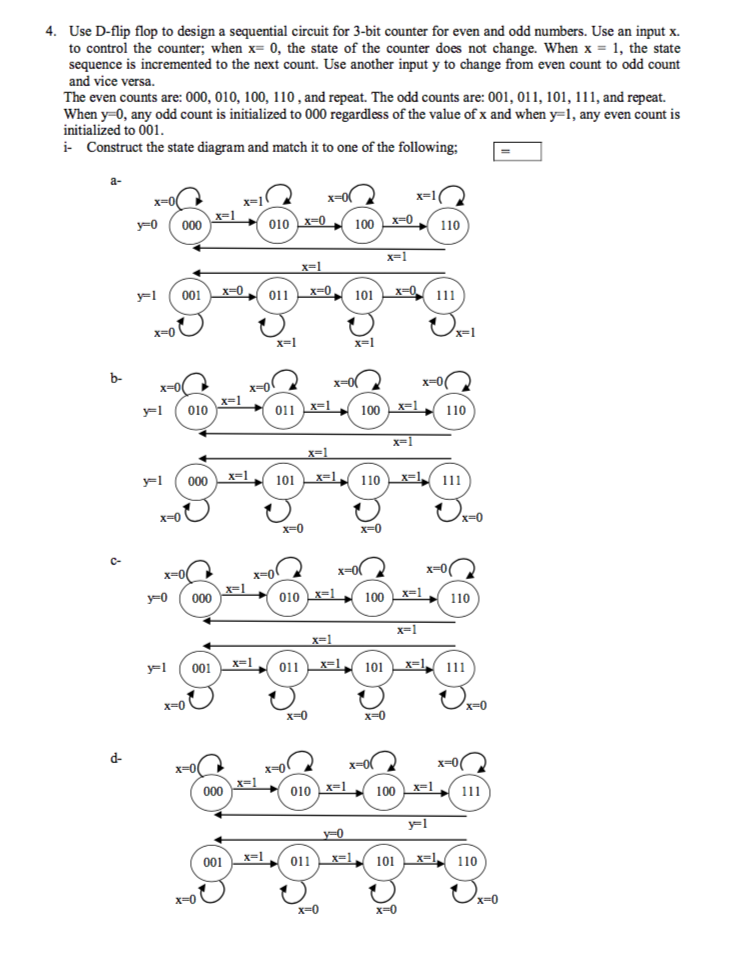 Solved 4. Use D-flip flop to design a sequential circuit for | Chegg.com