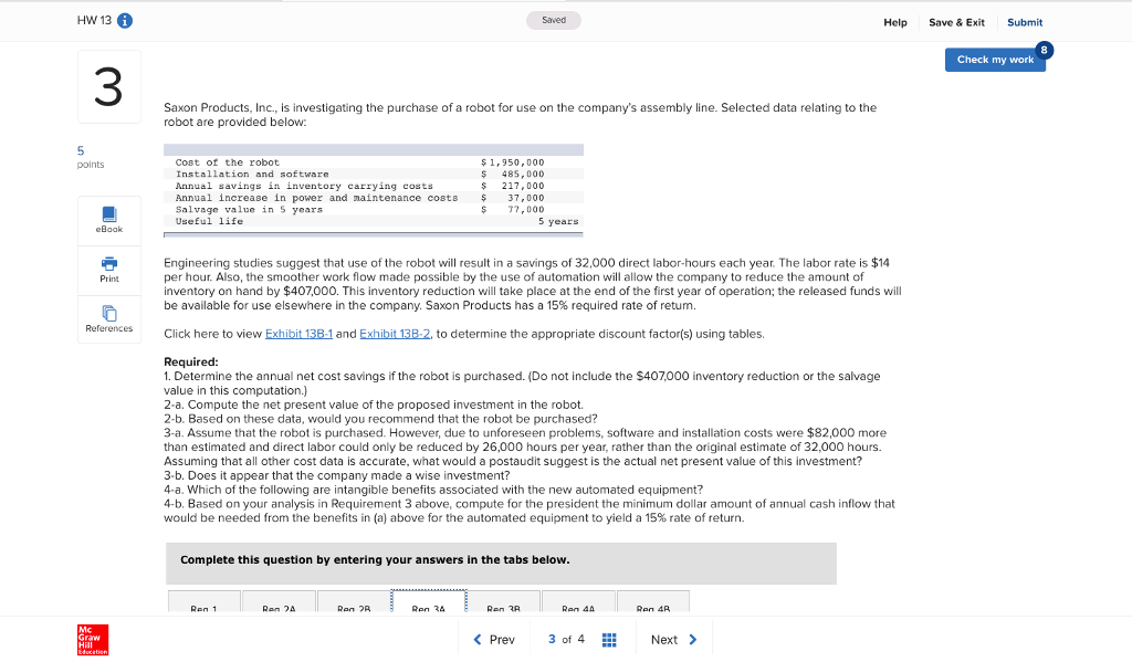Solved HW 13 Saved Help Save & Exit Submit Check my work 3 | Chegg.com