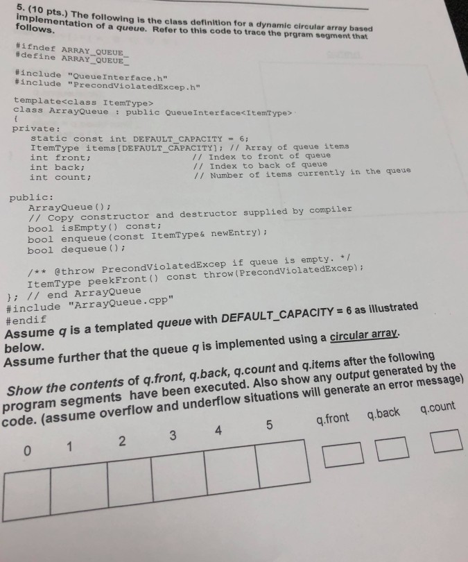 Solved 5. (1 implementa follows 0 pts.) The following is the | Chegg.com