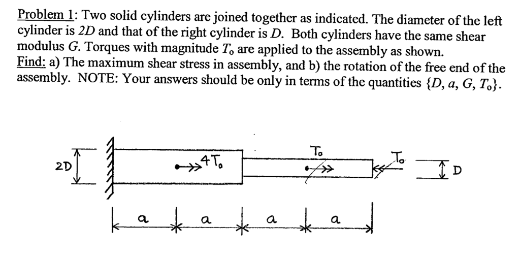 Solved Two solid cylinders are joined together as indicated. | Chegg.com
