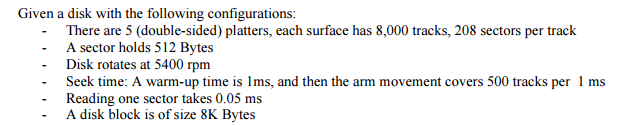 Solved Given a disk with the following configurations: There | Chegg.com