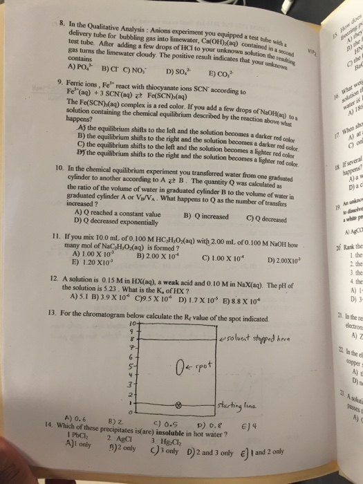 Solved In the Qualitative Analysis: Anions experiment you | Chegg.com