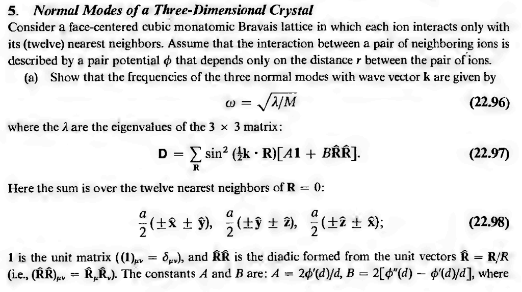 5. Normal Modes ofa Three-Dimensional Crystal | Chegg.com