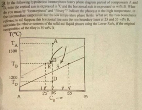 Solved In the following hypothetical isomorphous binary | Chegg.com