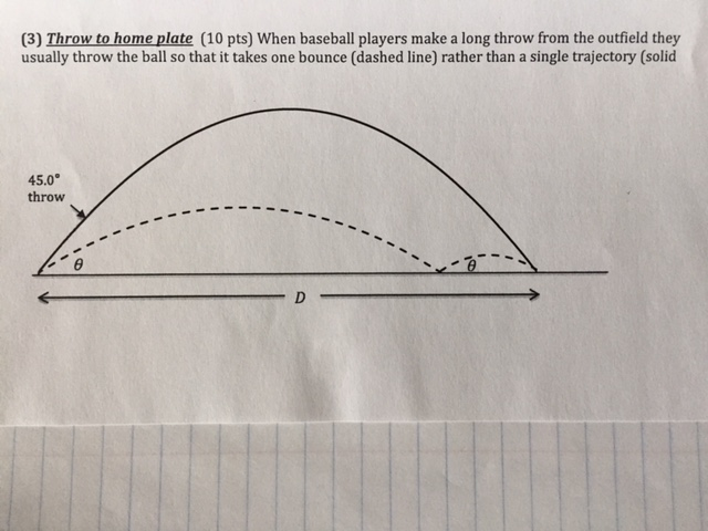 Solved (3) Throw to home plate (10 pts) When baseball | Chegg.com