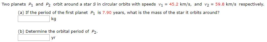 Solved Two planets P1 and p2 orbit around a stars in | Chegg.com