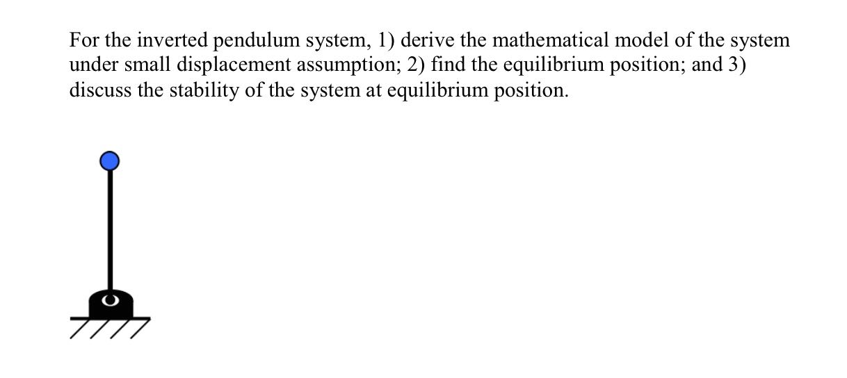Solved For the inverted pendulum system, 1) derive the | Chegg.com