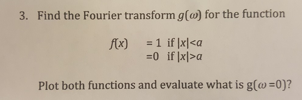 Solved Find the Fourier transform g(omega) for the function | Chegg.com