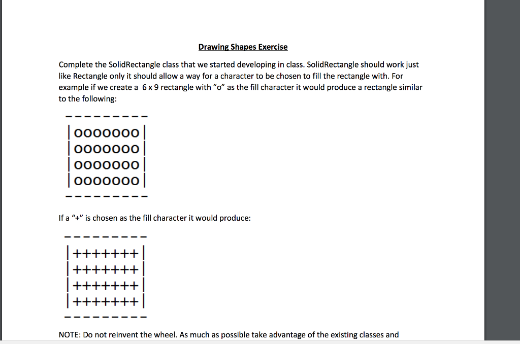 Solved Drawing Shapes Exercise Complete the SolidRectangle | Chegg.com