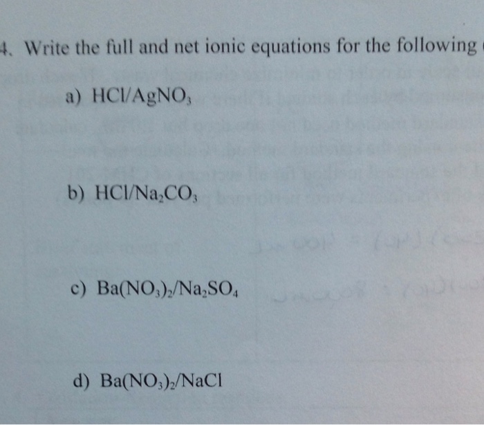 Solved Write the full and net ionic equations for the | Chegg.com