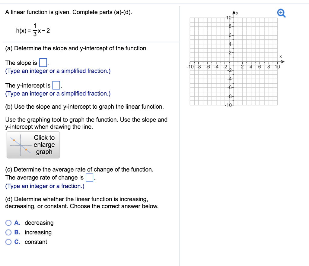 Solved A linear function is given. Complete parts (a)-(d). | Chegg.com