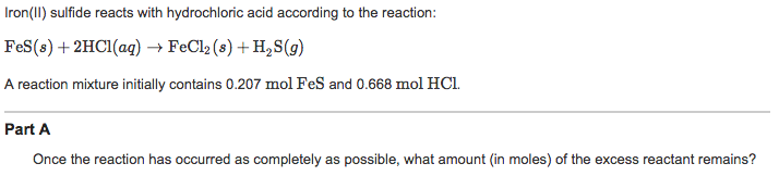 Solved Iron(II) sulfide reacts with hydrochloric acid | Chegg.com