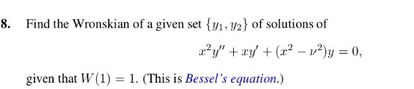 Solved Find the Wronskian of a given set {y_1, y_2) of | Chegg.com