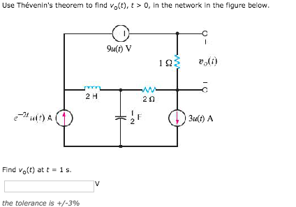 Solved Use Thévenin's theorem to find vo),t>0, in the | Chegg.com