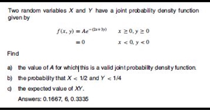 Solved Two random variables X and Y have a joint probability | Chegg.com