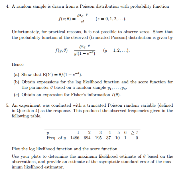4. A random sample is drawn from a Poisson | Chegg.com