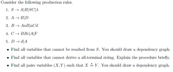 Solved Consider the following production rules 2. A- BID 3. | Chegg.com