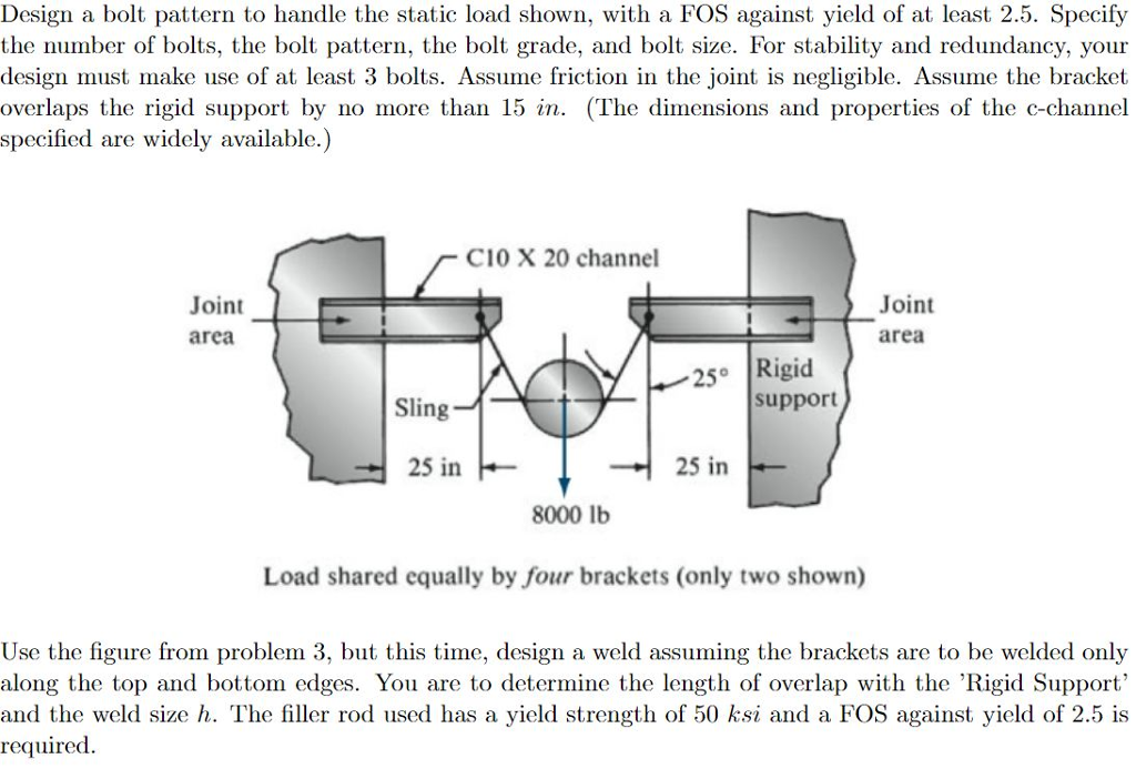 Solved Design a bolt pattern to handle the static load | Chegg.com