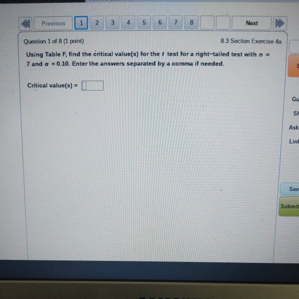 Solved Previous 1 23 4 5 6 78 Next 8.3 Section Exercise 4a | Chegg.com