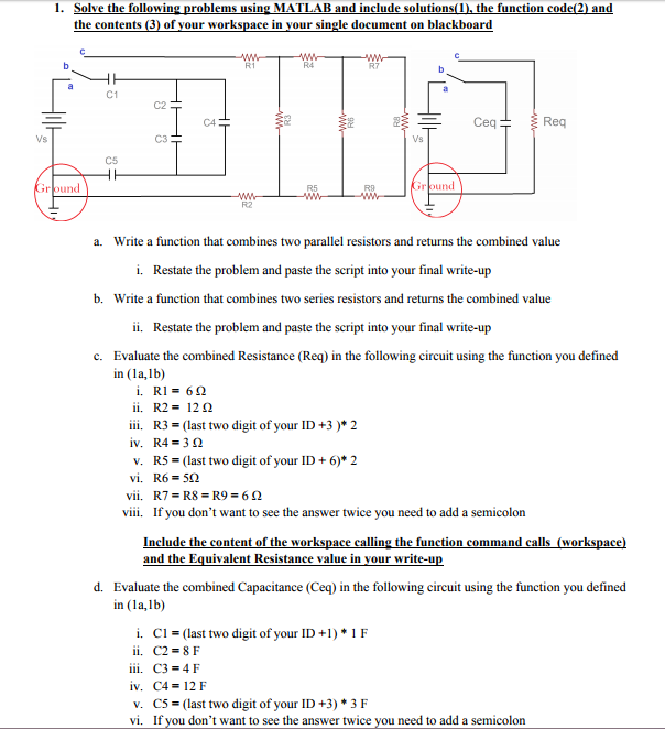 Solved 1. Solve the following problems using MATLAB and | Chegg.com
