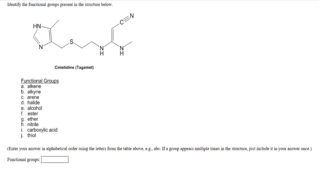 Solved Identify the functional groups present in the | Chegg.com