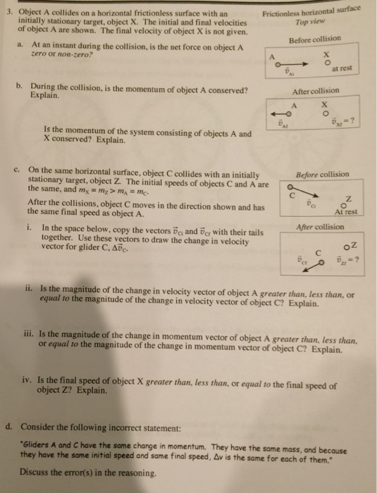 Solved Object A collides on a horizontal frictionless | Chegg.com