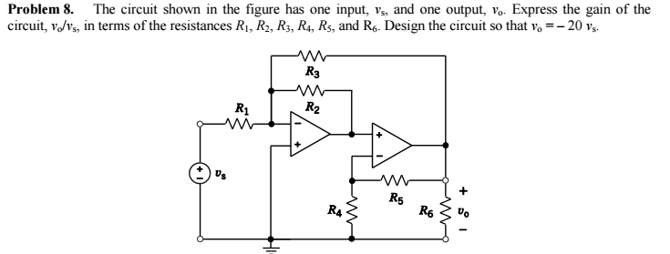 Solved The Circuit Shown In The Figure Has One Input Vs