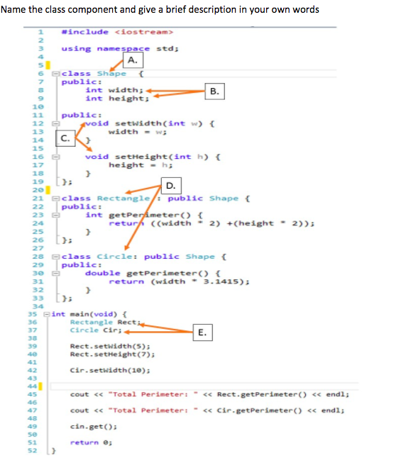 Solved Name the class component and give a brief description | Chegg.com
