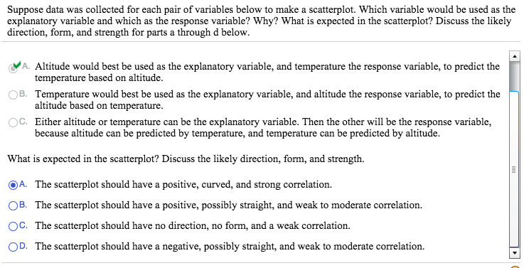 Solved Suppose data was collected for each pair of variables | Chegg.com