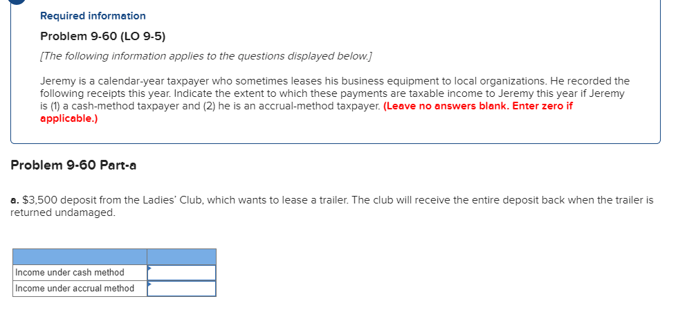 Solved Required information Problem 9-60 (LO 9-5) [The | Chegg.com Solved Required information Problem 9-60 (LO 9-5) [The | Chegg.com
