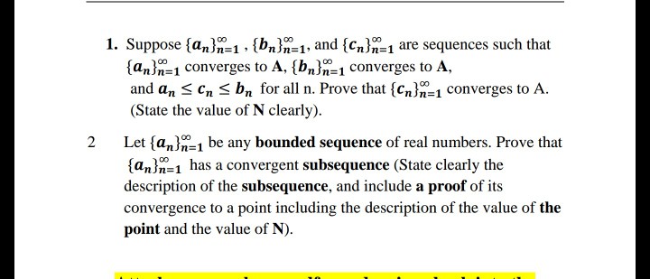 Solved 1. Suppose {ann-1 , {bn}n=1, and {cn)-1 are sequences | Chegg.com