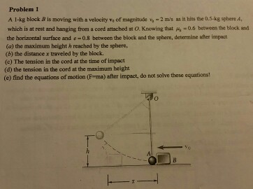 Solved A 1-kg block B is moving with a velocity of | Chegg.com