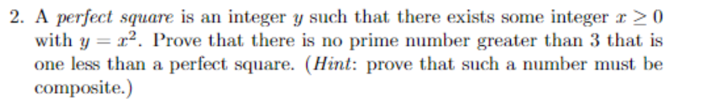Solved 2. A perfect square is an integer y such that there | Chegg.com
