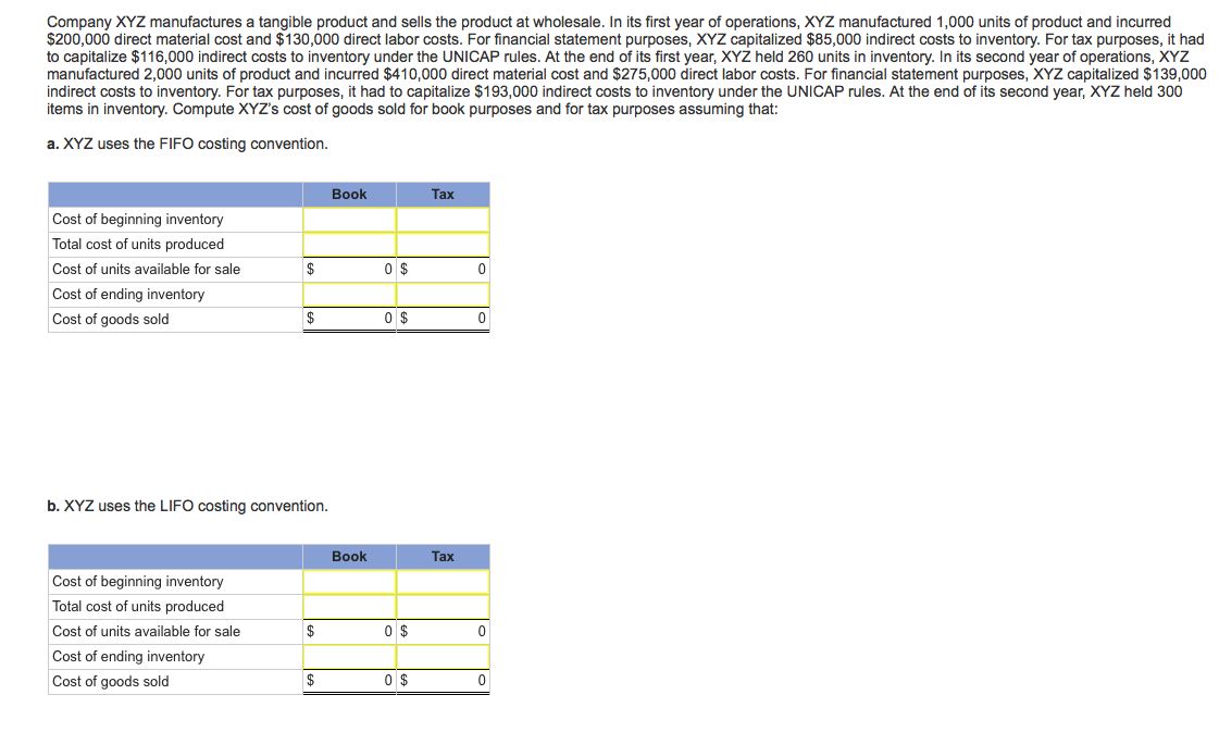 Solved Company XYZ manufactures a tangible product and sells | Chegg.com