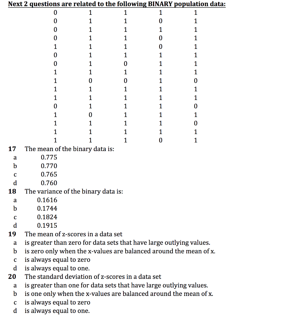 Solved Next 2 questions are related to the following BINARY | Chegg.com