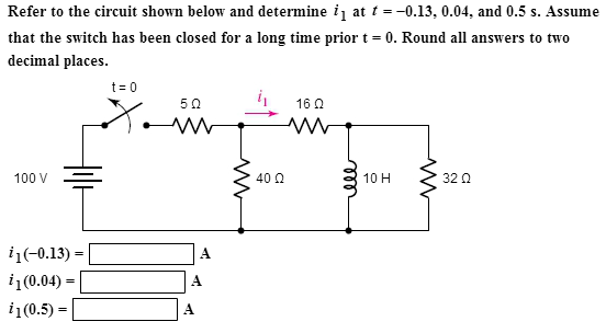 Solved Refer to the circuit shown below and determine i1 at | Chegg.com