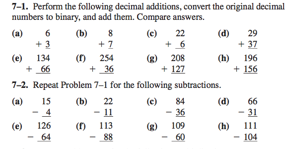 Solved 7-1. Perform the following decimal additions, convert | Chegg.com
