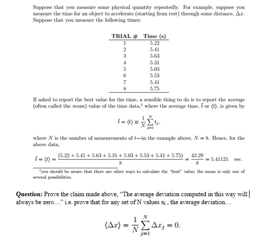 Solved Suppose that you measure some physical quantity | Chegg.com