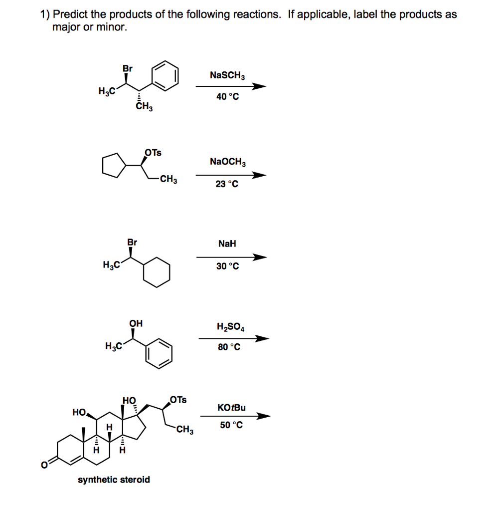 Solved 1) Predict the products of the following reactions. | Chegg.com