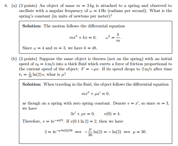Solved 6. (a) (3 points) An object of mass m = 3kg is | Chegg.com