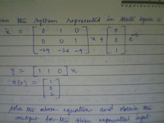 Solved the system represented in state space isSolve the | Chegg.com