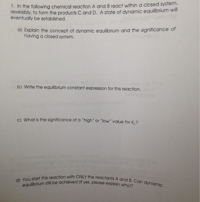 Solved In the following chemical reaction A and B react | Chegg.com
