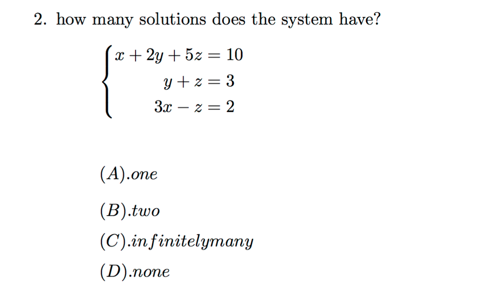 Solved How many solutions does the system have? {x + 2y + | Chegg.com