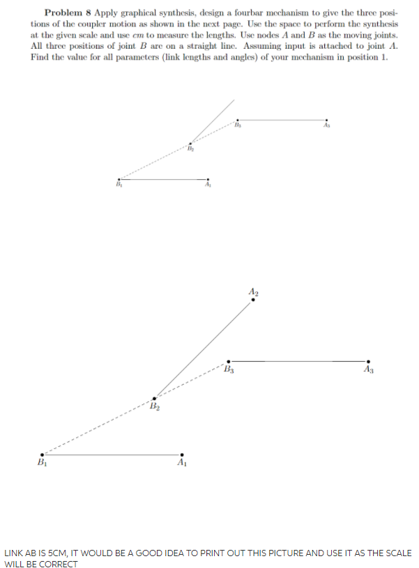 Problem 8 Apply graphical synthesis, design a fourbar | Chegg.com