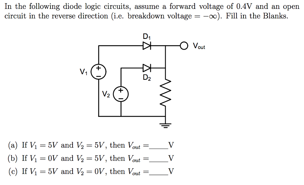 Solved In the following diode logic circuits, assume a | Chegg.com