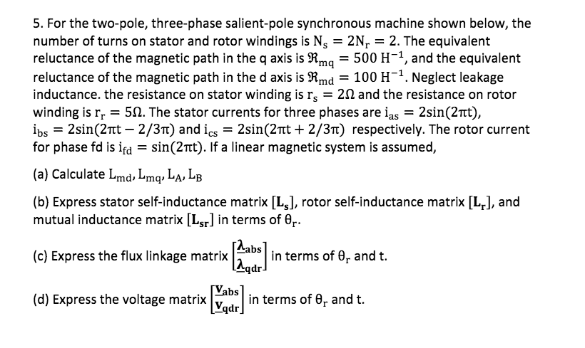 For the two-pole, three-phase salient-pole | Chegg.com
