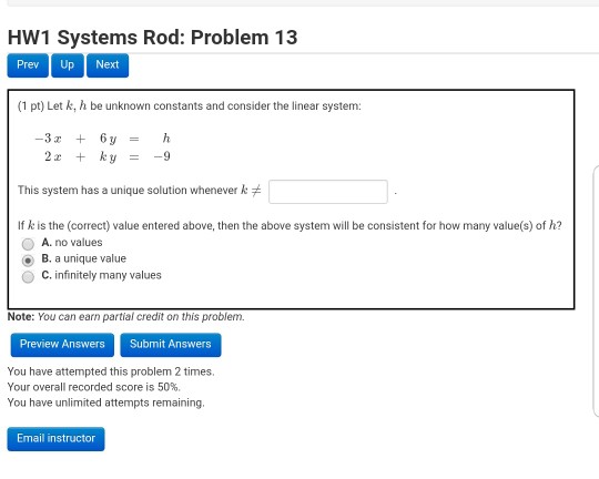 Solved HW1 Systems Rod: Problem 1:3 Prev Up Next (1 pt) Let | Chegg.com