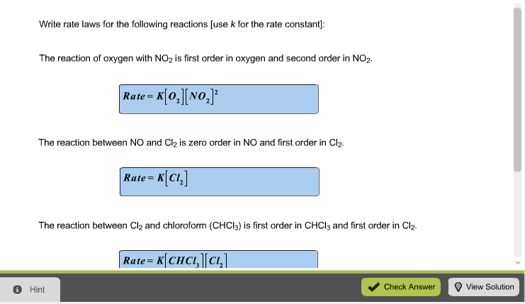 Solved Write rate laws for the following reactions [use k | Chegg.com